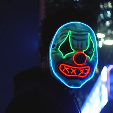 Halloween Led Clown Mask,Light Up Purge Mask Scary Masquerade Cosplay ...