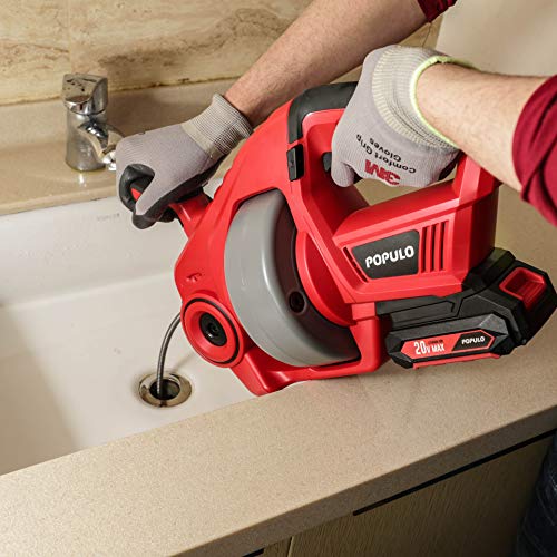 POPULO Electric Drain Auger，25Ft Plumbing Snake Drain Clog Remover ...