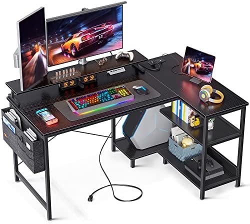 ODK L Shaped 48 Inch Computer Desk with USB Charging Port & Power ...