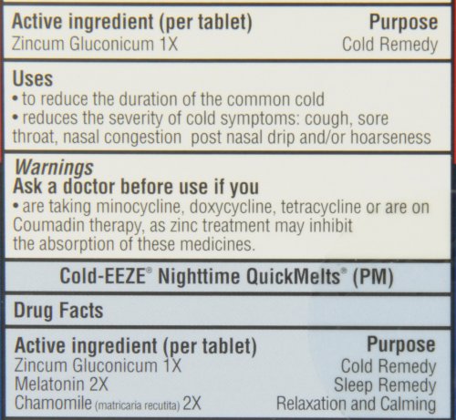 Cold-Eeze Daytime/Nighttime Quickmelt Tablets, Mixed Berry Flavor, 24 ...