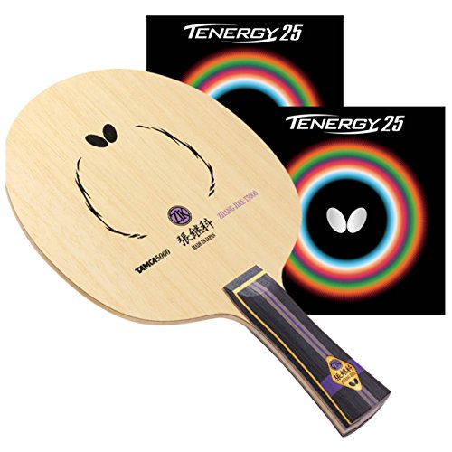Butterfly Zhang Jike T5000 Pro-Line Table Tennis Racket - FL Blade - Tenergy 25 2.1mm Red and ...