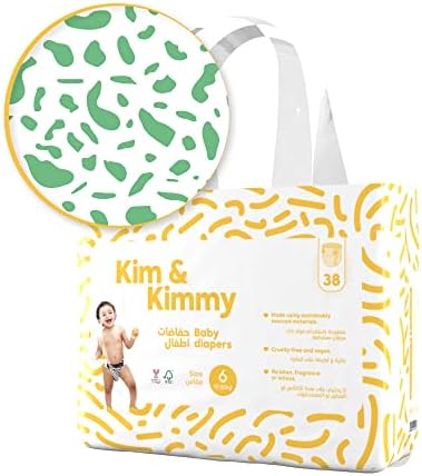 Kim & Kimmy - Size 6 Diapers, 15-20kg, qty 38 Green Dalmatian price in ...