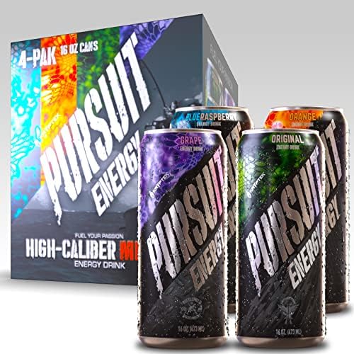 Pursuit Energy High-Caliber Energy Drink, 4ct Carton of 16oz Cans ...