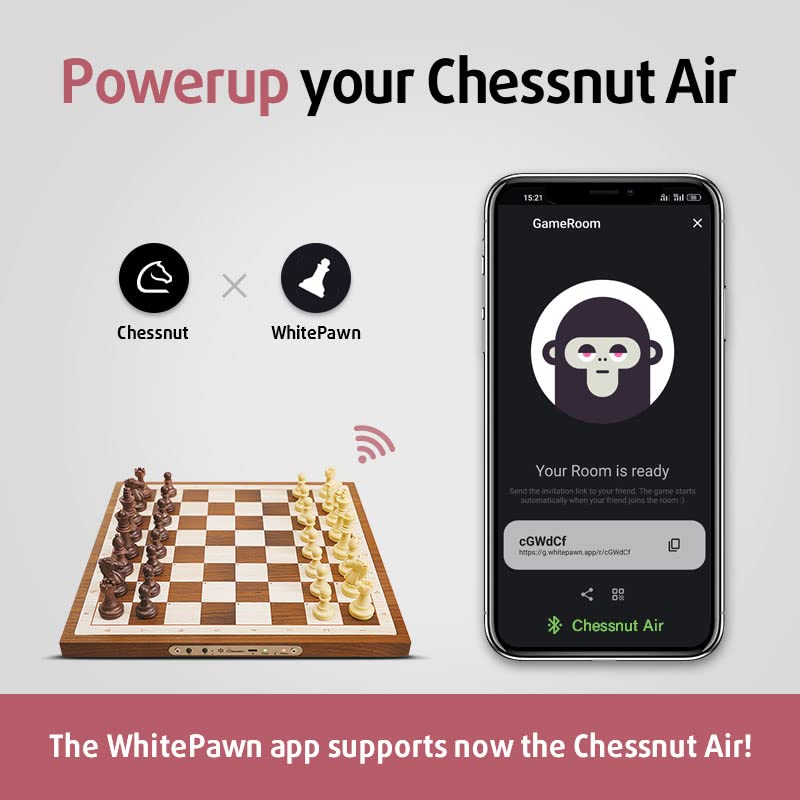 Chessnut Air Electronic Chess Set, A magnificently Handcrafted Wooden Chess Board with Extra ...