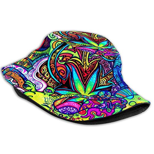 Psychedelic Trippy Mushrooms Bucket Hats Fashion Sun Cap Packable ...