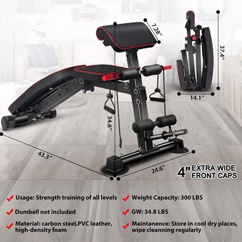 Adjustable Weight Bench,Utility Workout Bench Foldable Incline Decline ...
