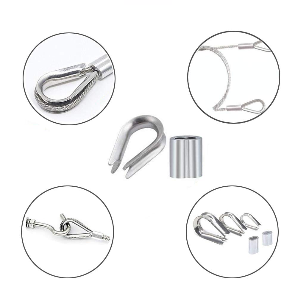 Yuhtech 265 Pcs Aluminum Double Ferrules Sleeves Crimping Loop Sleeve ...