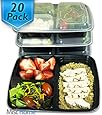 Amazon.com: [20 Pack] 3 Compartment Meal Prep Containers BPA Free ...