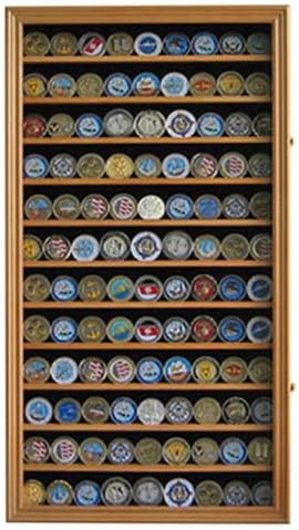 Amazon.com - Oak-Large 108 Military Challenge Coin Display Rack Case ...