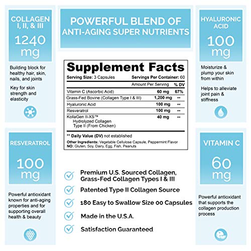 Collagen Boost Plus - Collagen Pills for Women -180 Collagen Capsules ...