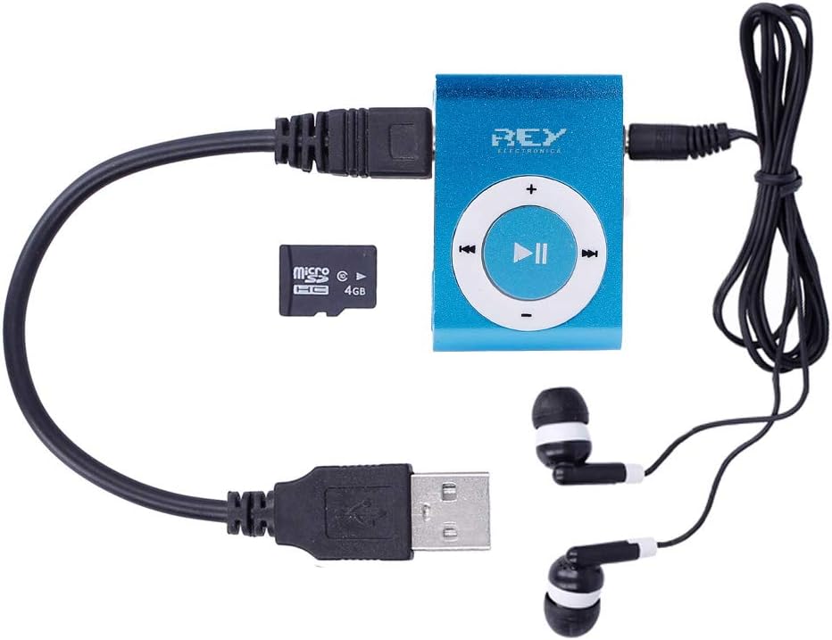 Mini Reproductor MP3 Azul con Enganche de Clip + Tarjeta de 4Gb + Cable ...