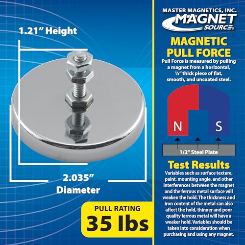 Master Magnetics Ceramic Round Base Magnet with Bolt and Nuts - 2.04 ...