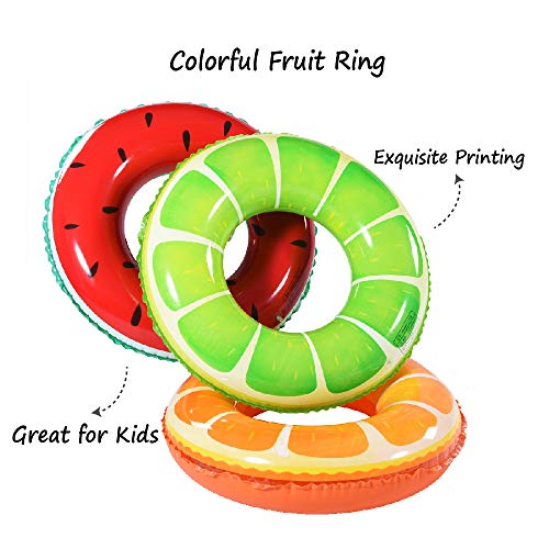 Fruit Pool Float, Watermelon Orange Lemon Swim Tube Ring, Inflatable ...