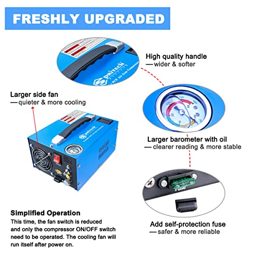 Spritech PCP Air Compressor, Portable 4500Psi/30Mpa, Water/Oil-Free ...