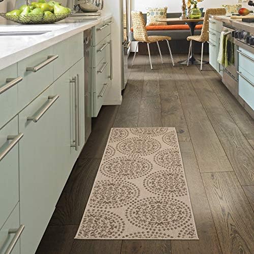 Indoor/Outdoor Medallion Design Non Shedding 2x5 Modern Runner Rug for ...