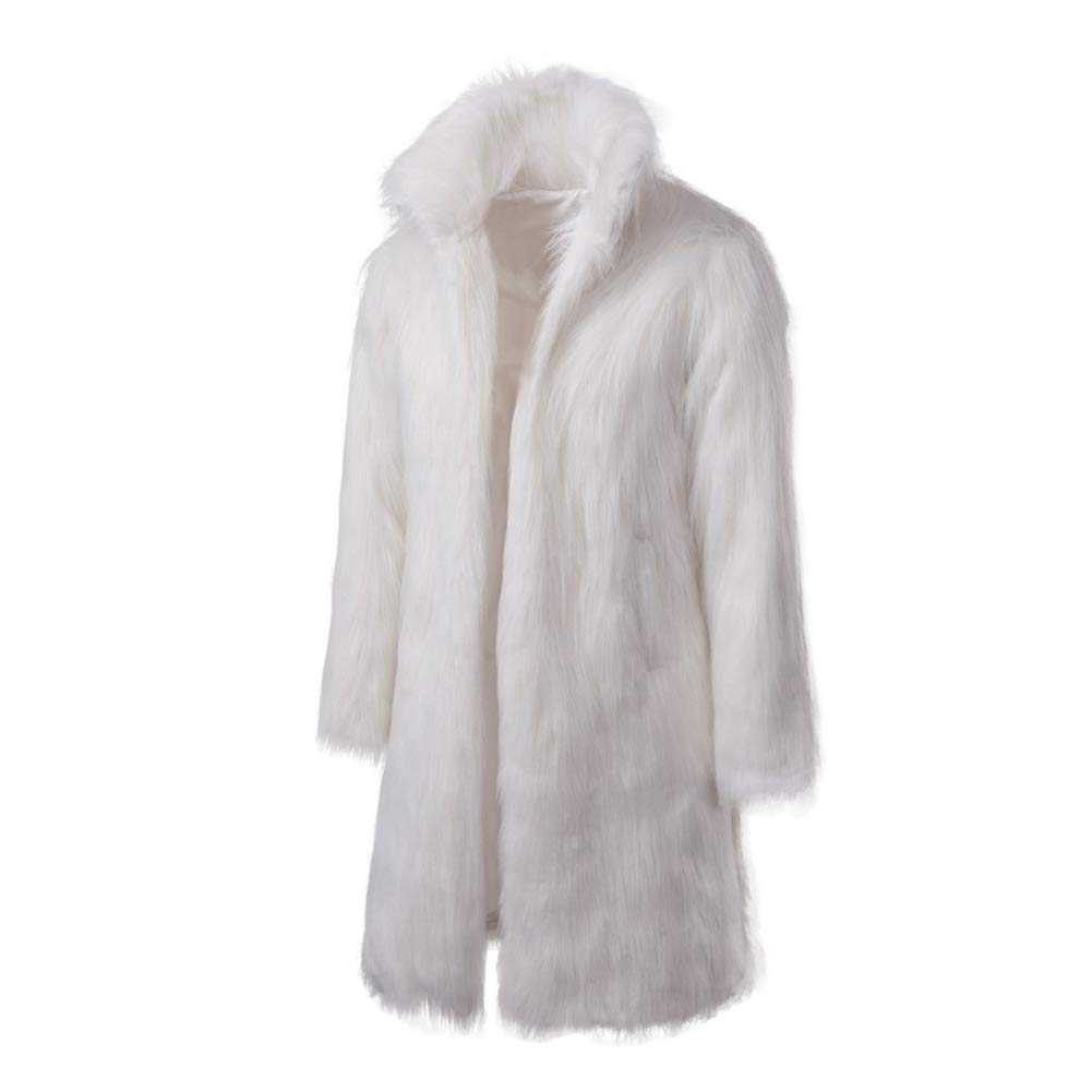 Lisa Colly Men's Faux Fur Coat Jacket Winter Fluffy Coat Outwear Long ...
