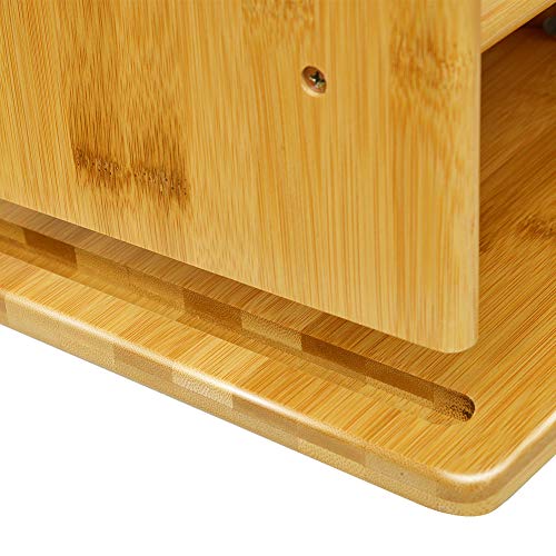 Sundale Bamboo Wood Monitor Stand Ergonomic Computer Riser Storage ...