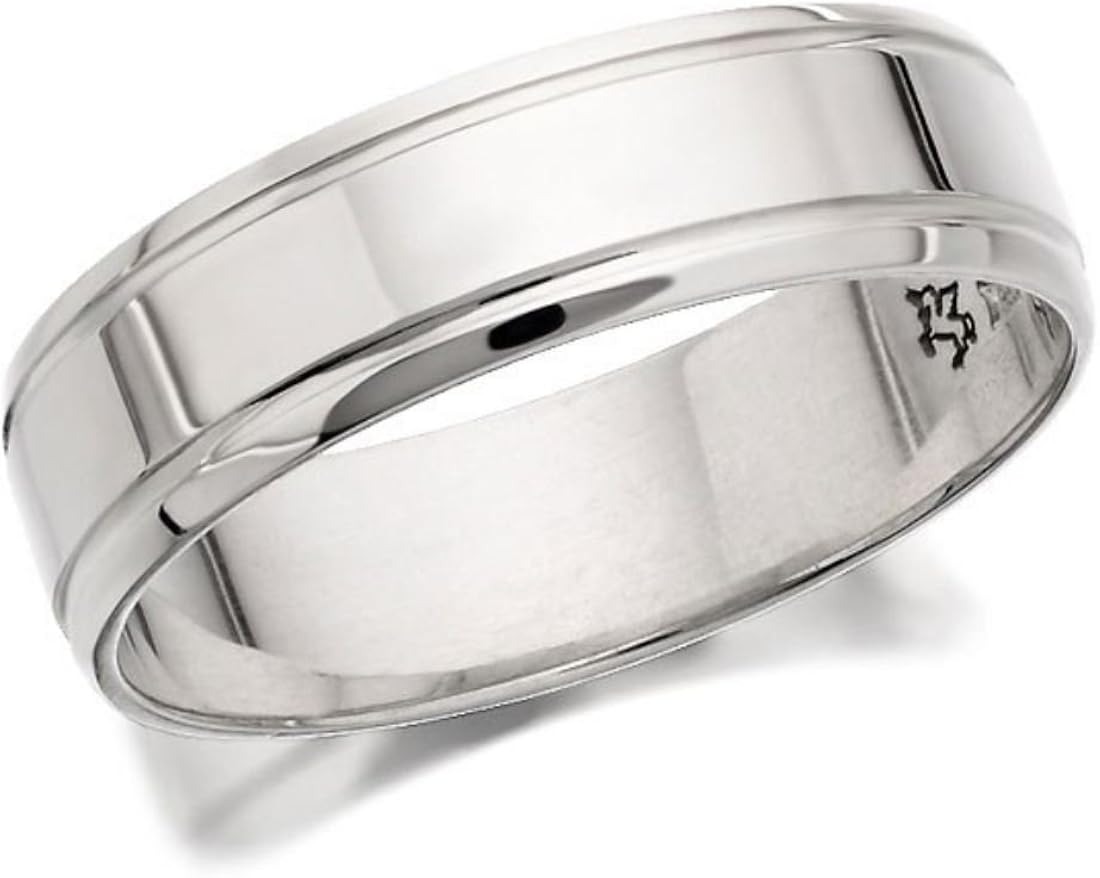 F. Hinds Mens Gents Jewellery 9ct White Gold Double Banded Wedding Ring ...