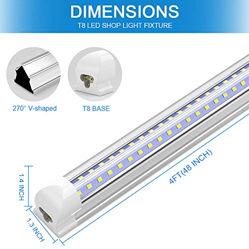 SHOPLED 4FT LED Shop Light, 36W 4680LM 6000K Cool White, T8 4 Foot LED Tube Light Fixture, V ...