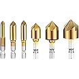 6 Pcs Countersink Drill Bit Set Hex Shank HSS 5 Flute Countersink 90 ...
