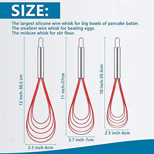 3 Pieces Flat Whisk Set 10 Inch, 11 Inch and 12 Inch Stainless Steel ...