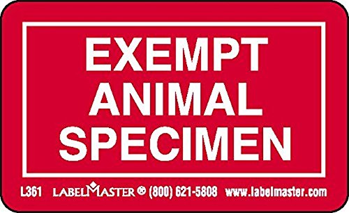 Labelmaster L361 Exempt Specimen Label, Animal (Pack Of 1000) on ...