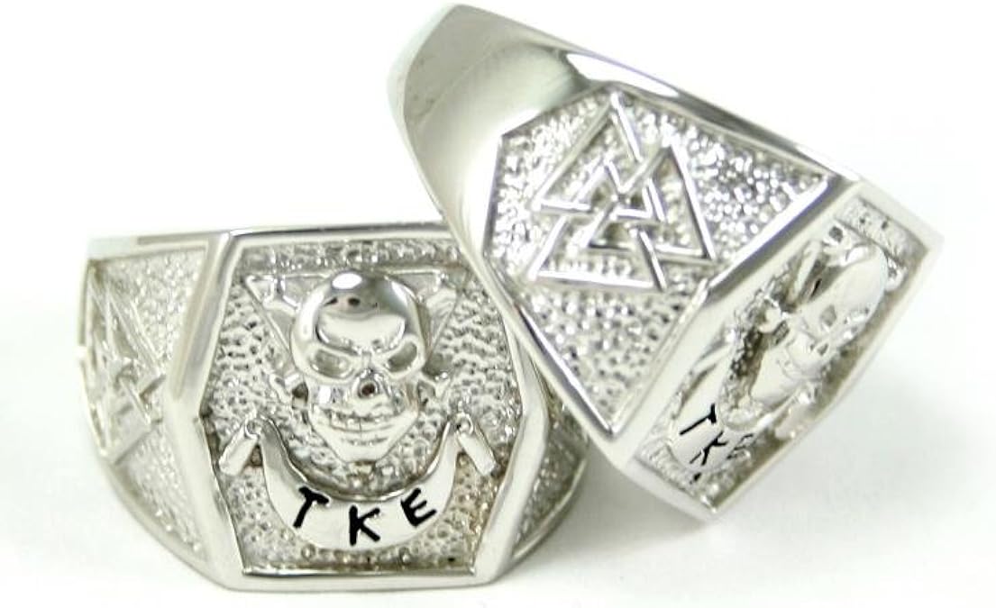 Sterling Silver Tau Kappa Epsilon Skull Ring with LLT Triangles|Amazon.com