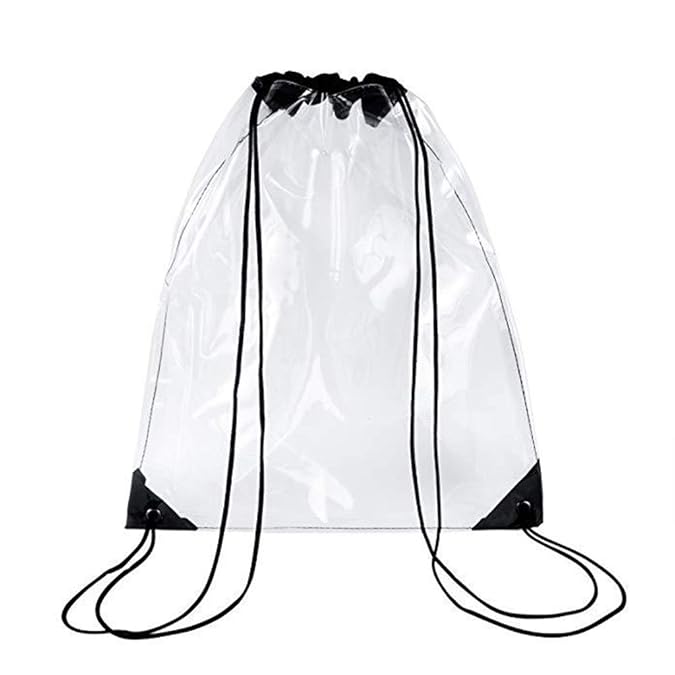 Kanitry New Transparent Drawstring Backpack Cinch Sack School Tote Gym ...