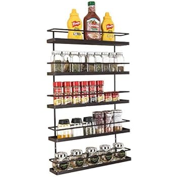 Amazon.com: ESYLIFE 4 Tier Large Wall Mounted Wire Spice Rack Organizer ...