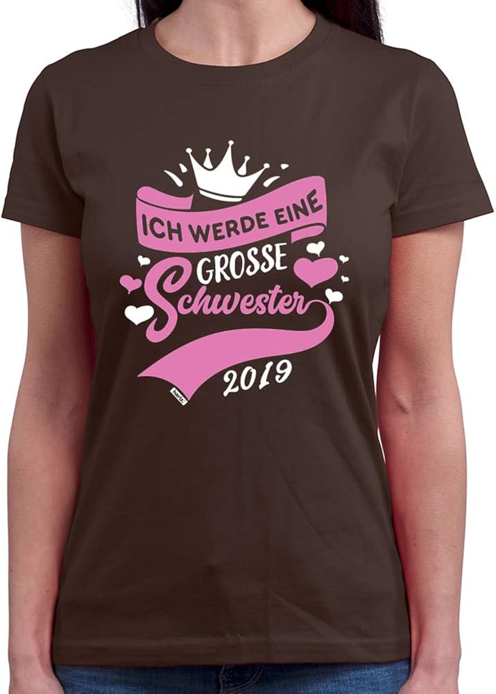 HARIZ Damen T-Shirt Rundhals Ich Werde Eine Große Schwester 2019 Große Schwester ...