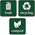 Amazon.com: Trash Recycling and Compost Decal Labels (Dark Green ...