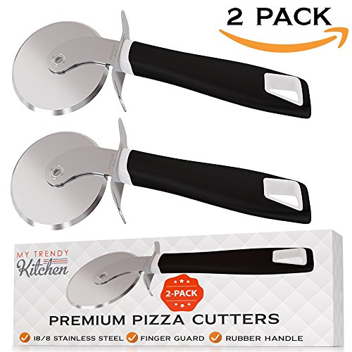 Pizza Cutter (2 Pack) - Heavy Duty Large Sharp 4 inch Stainless Steel ...