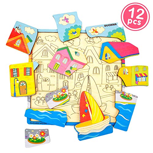 Quokka Wooden Puzzle Set for Toddlers | 3-Pack Puzzle Vehicles, Houses ...