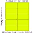 Amazon.com : 2x4 inches Color Address Labels - Fluoroscent Address ...