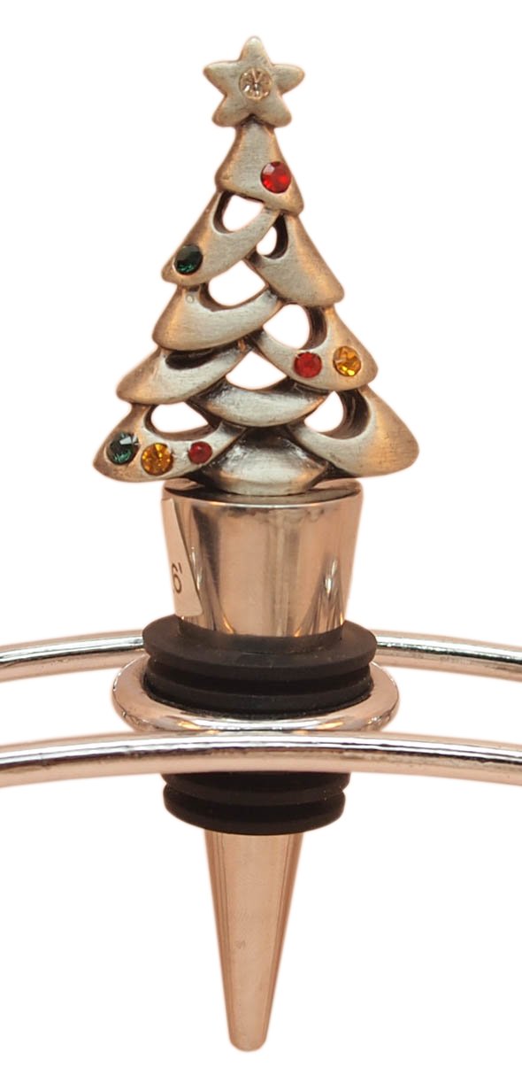 Top Bar & Wine Tools Merry Christmas Tree Wine Bottle Stopper, Pewter ...