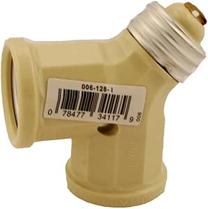 Leviton 128-I 15-Amp 660-Watt Twin Light-Socket Adapter, Ivory - Bulb ...