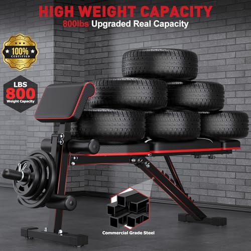 Adjustable Weight Bench GIKPAL - Foldable, 770 Lb Capacity, 7 Back ...