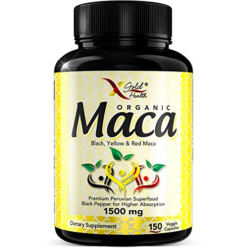 Buy Organic Maca Root Powder Capsules Black, Red, Yellow - 150 Vegan ...