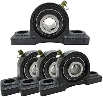Solid Cast Iron Base 5 inch Housing Length 2 Pack WJB UCP204-12 Pillow Block Mounted Ball ...