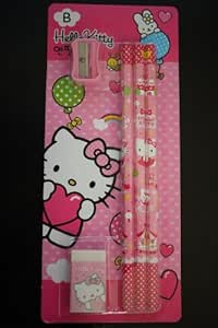 Amazon.com : Charming Hello Kitty Pencil-set of 3 with Pencil Sharpener ...