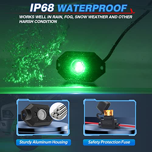 MICTUNING RGB LED Rock Lights with Upgraded APP Bluetooth Controller, Timing Function, Music ...