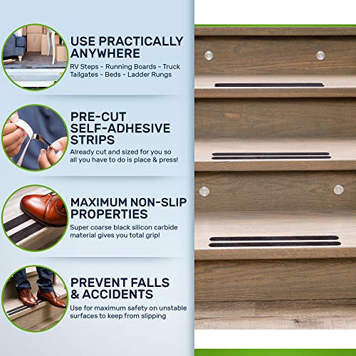 Non Slip Stair & Floor Grip Strips 20 Pre-cut strips 1" x 15.5" Anti ...