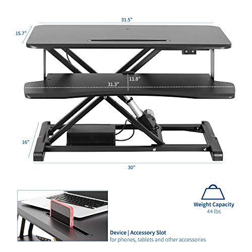 VIVO Black Electric Height Adjustable 32 inch Standing Desk Converter ...