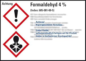 Lemax GHS Label Formaldehyde 4%, Gefstoffv/GHS/CLP, Film, 105x74 mm, 8 ...