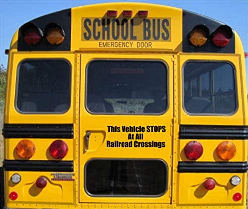Amazon.com: School bus Vehicle Stops at All Railroad Crossings decal ...