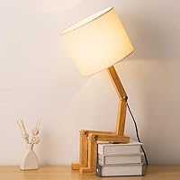 HAITRAL Bedroom Table Lamp - Fun Desk Lamps with Wooden Base Unique ...