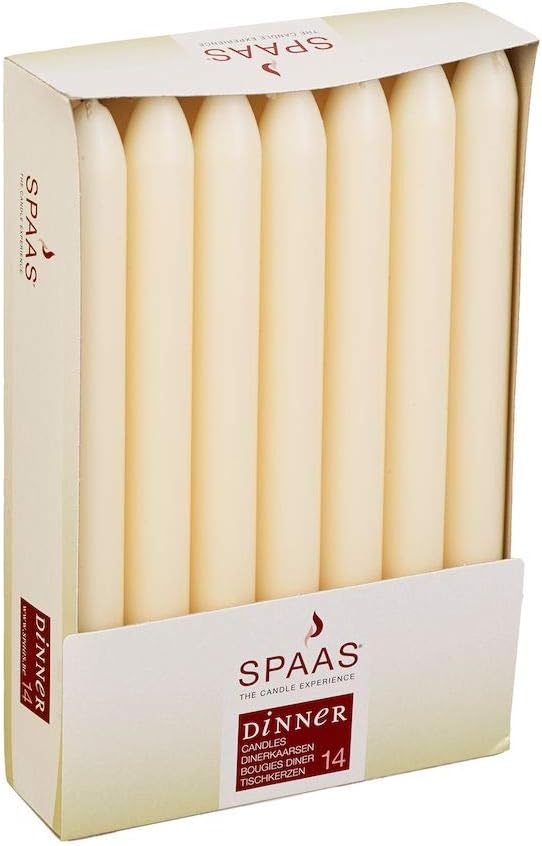 Spaas 14 Tapered Dinner Candles 21/220 mm, ± 8 Hours, Unscented, Ivory ...
