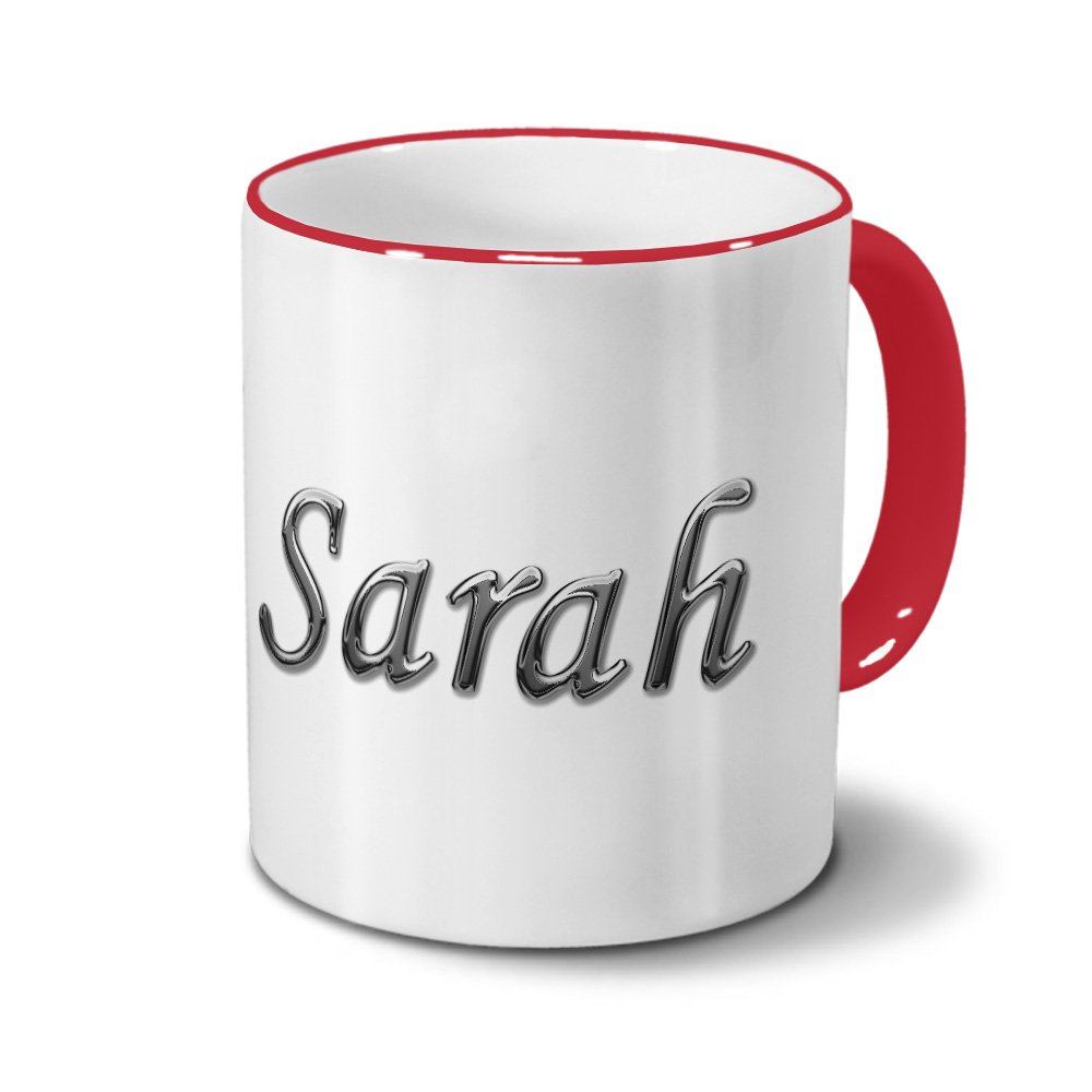 Tasse mit Namen Sarah - Motiv Chrom-Schriftzug - Namenstasse ...