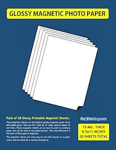 Amazon.com : Glossy Inkjet Magnetic Photo Paper 8.5x11 (20 Sheets ...