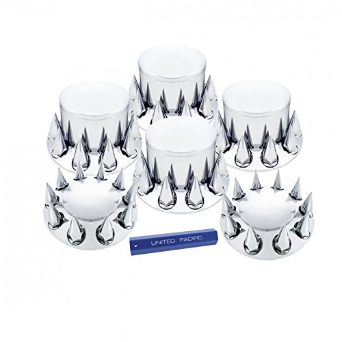 Lug Nuts & Accessories Chrome Semi Truck Front & Rear Axle Cover SET w ...